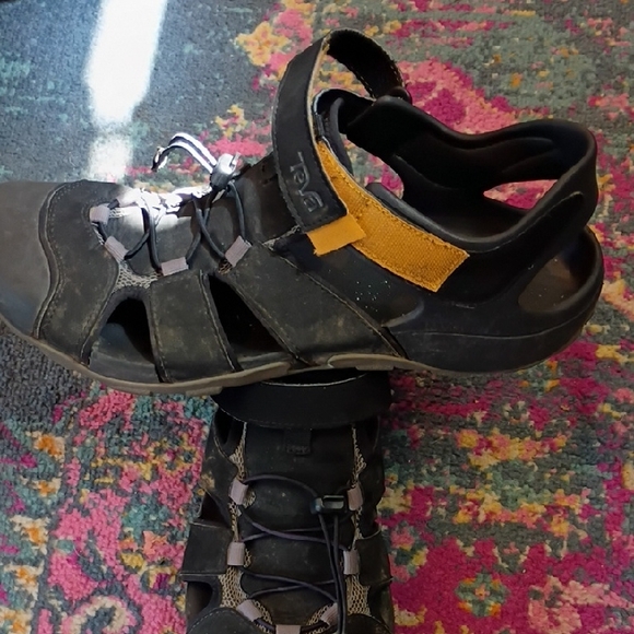 Teva | Shoes | Teva Mens Black And Orange Sandals | Poshmark